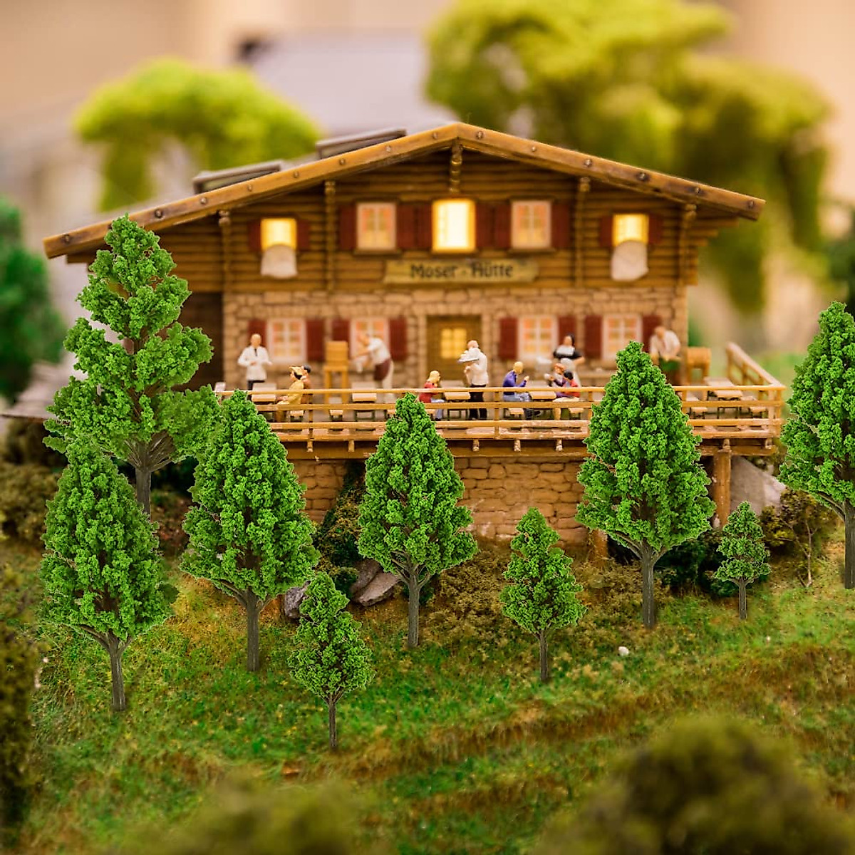 LUEYAO Mini Model Miniature Trees Mixed Train Scenery Architecture Trees Fake Trees for DIY Crafts Building Model Scenery Landscape Green 1.2-3.9 inch 20 PCS