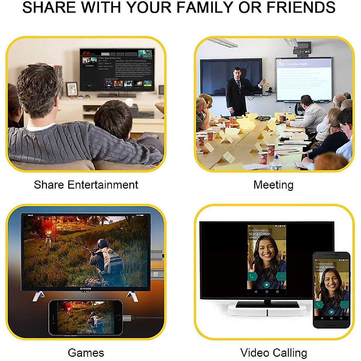 Wahbite iPhone to HDMI Adapter, Lightning to HDMI Cord for iPhone 12/11/XS/XR/X/8/7/SE iPad to HD TV/Monitor/Projector