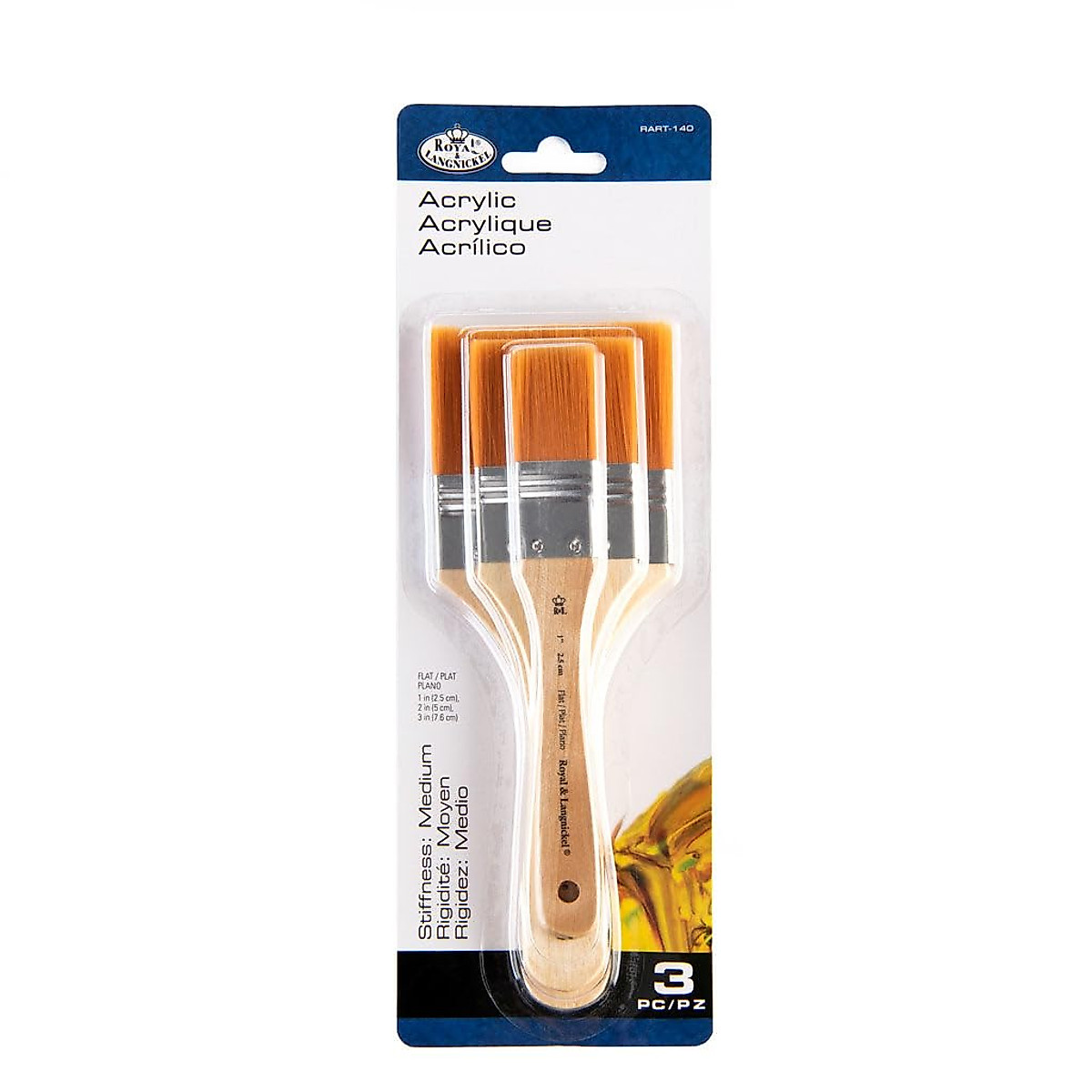 Royal Brush Golden Taklon Paint Brushs, Assorted Sizes, Set of 3