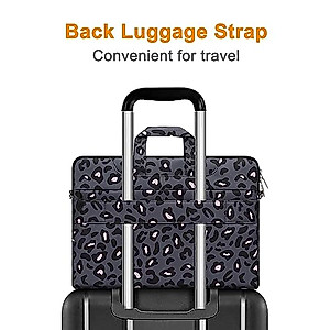 MOSISO Laptop Bag for Women, 15 inch Computer Bag Compatible with MacBook, HP, Dell, Lenovo, Asus, Notebook, 15.6 inch Laptop Messenger Shoulder Bag with Strap, Pink Cheetah Print Black Base