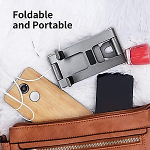 Cell Phone Stand, Adjustable Foldable Aluminum Desktop Phone Holder Cradle Dock Compatible with iPhone 14 13 12 11 Pro Max, SE, XR, 8 Plus, Android Smartphone, Pad, Desk Accessories