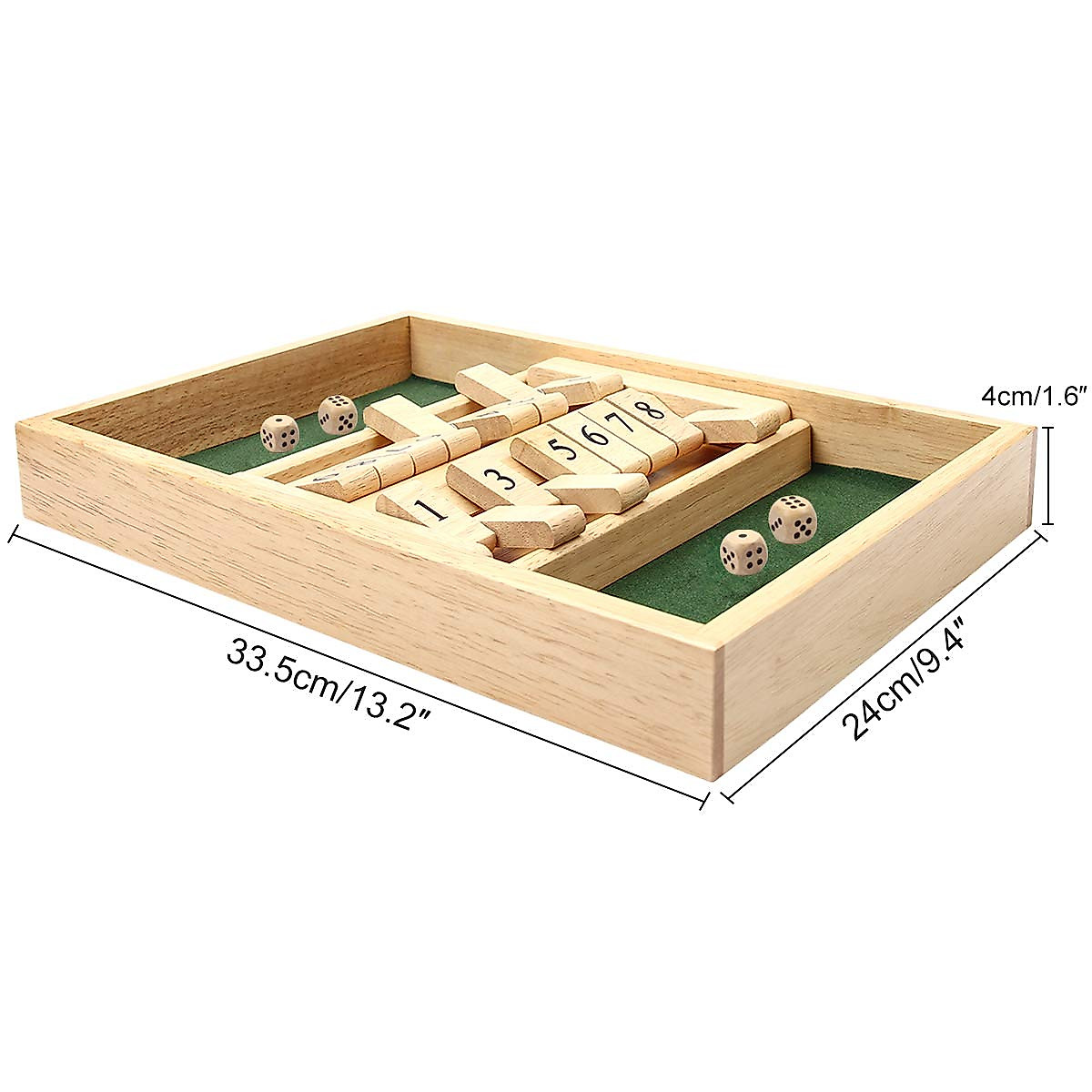 bouti1583 2 Player Shut The Box Game, Double-Sided Classic 9 Number Wooden Set with Dice Tabletop English Pub Game