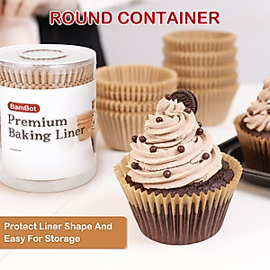 Muffin Cupcake Baking Cup Liner – Extra Large – Sturdy – Super Thick – Non-Stick –Unbleached Disposable Liner – Odorless – Biodegradable – Multi-Use Baking Cups by BamBot (100-Pack)