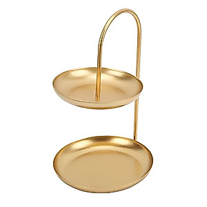 2 Tiered Large Capacity Fruit Tray, Strong Environmentally Friendly Nordic Style Gold Metal Tray, Simple Stylish Snack Tray place Fruits Cakes Candies
