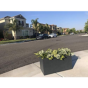 Kante RF0104A-C60121 Lightweight Concrete Modern Long Low Outdoor, Small Planter, Charcoal/Cement