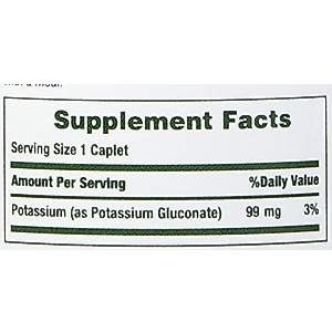 Nature's Bounty Potassium Gluconate 99mg, 100 Caplets