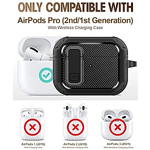 Koaichi for AirPods Pro(2nd/1st Generation) Case, Full-Body Ultra-Hard Shell Protective Cover with Lock, Powerful Drop Protection, Well Built Case Designed for AirPods Pro (2022/2019), Black