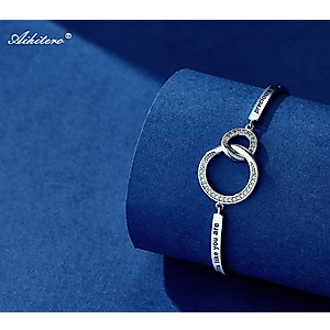 Aihitero Christmas Auntie Gift, Engraved ‘Aunts like You Are Precious & Few’ Interlocking Circles Bangle Bracelet, White Gold Women Jewelry, Birthday Valentine Day Xmas Present from Nephew and Niece