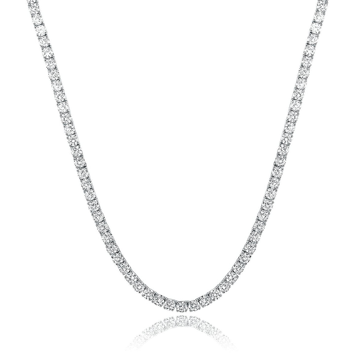 Gemsme 4.0mm CZ Tennis Necklace, 18K White Gold Plated 4.0mm Round Cubic Zirconia Classic Tennis Necklace 16 Inch
