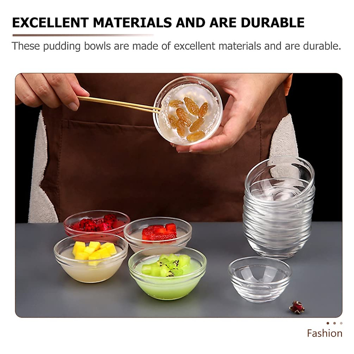 Housoutil 8 Packs 1.5oz Stackable Food Prep Bowl, Multipurpose Clear Small Serving Bowls, Glass Stackable Dessert Bowls Set Dishware Safe for Kitchen Prep, Dessert, Dips, Candy