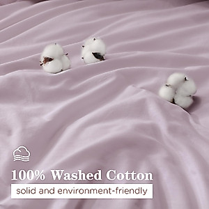 BedTreat Blue Purple Duvet Cover Set Queen Size-100% Washed Cotton Linen Feel Textured Comforter Cover Set-3 Pieces- Super Soft and Breathable Bedding Set for All Seasons,Easy Care(No Comforter)