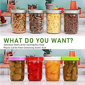 Woaiwo-q 4 Pack Wide Mouth Mason Jars 16oz, Mason Jars with Metal Airtight Lids and Bands - For Canning, Fermenting, Pickling - Jar Décor/Microwave/Freeze/Dishwasher Safe