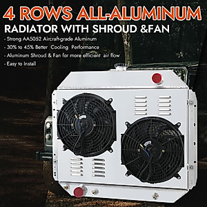 FonGoff 4 Row Radiator Shroud Fan Compatible with 1966-1979 Ford Bronco Truck F100 F150 F250 F350 V8