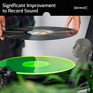 Acrylic Turntable Mat - 11.75" Greenlit Vinyl Record Acrylic Mat - Precision Machined Acrylic Turntable Platter Mat w/Record Label Recess - See-Through Record Mat for Standard 12" Turntable Platters
