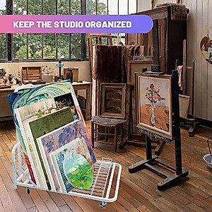 Yeeoy Art Canvas Storage Rack with Caster Wheels, Art Drying Rack Artwork Storage, Drawing Board Storage Rack for Canvas Boards, Frame, Panel, Printed Matter