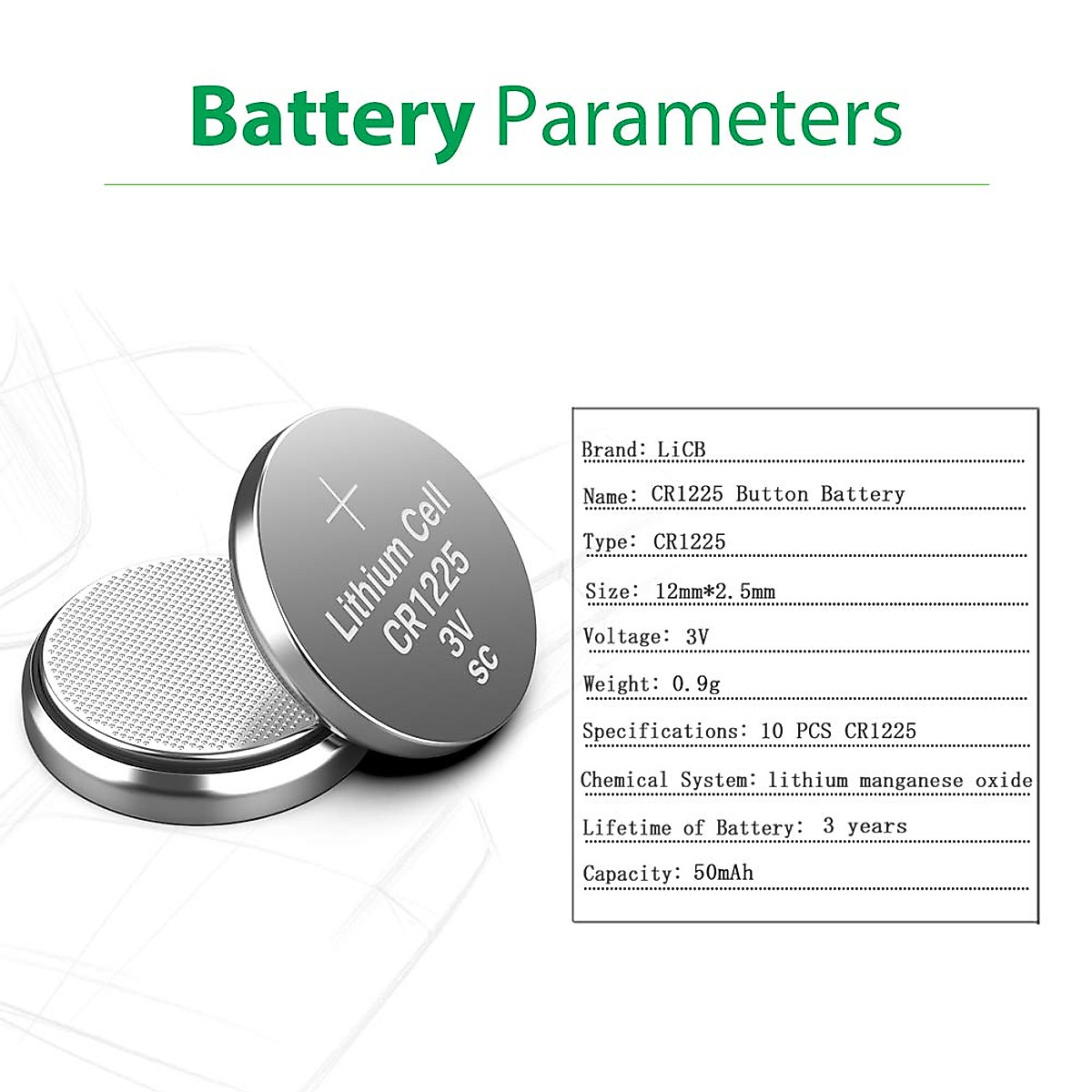 LiCB 10 Pack CR1225 3V Lithium Battery CR 1225