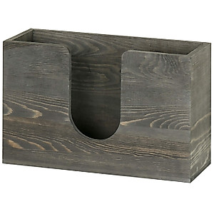 MyGift Vintage Gray Solid Wood Wall Mounted Paper Towel Holder for Bathroom, Tri Fold, Multifold, C Fold, Z Fold Disposable Hand Towel Dispenser Guest Restroom