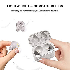 Wireless Earbuds Bluetooth Headphones Built-in Microphone with Support Wireless Charging Case, Wheat Straw in-Ear TWS Earphones with Stereo and Bass, for iPhone, Android，PC (TO6)