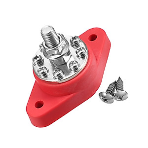 X AUTOHAUX 1 Pcs 3/8" Power Distribution Block 8 Point Bus Bar for Boat Car Marine Battery Junction Block Plastic Metal Red