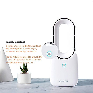 let'me Desk Fan, Small Bladeless Fan Quiet Table Fan, 11.8in Battery Operated Personal Desktop Fan with 5-Colors Lights, Touch Control, Rechargeable Breeze Fan for Bedroom, Office, Home