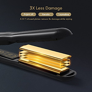 Terviiix Mini Flat Iron for Short Hair Temperature Adjustable, 1/2 Inch Mini Small Portable Ceramic Travel Hair Straightener for Men, Black