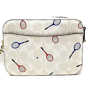 COACH Women's Mini Camera Bag (Signature Canvas - Racquet Print - Chalk Multi)