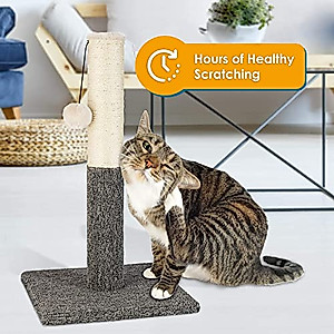 PAWBEE Cat Scratching Post - 20" Cat Scratcher Pole - Sturdy Cat Scratching Posts for Indoor Cats - Natural Sisal Rope Cat Scratchers - Cat Scratch Post with Hanging Ball Toy - Cat Post for Kittens