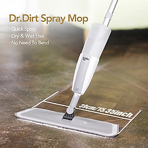 DrDirt Spray Mops for Floor Cleaning, Wet & Dry Mops Mop with Washable Mop Pad, Excessive Pad and 5 Piece Disposable Microfiber Mop Pads for Home Kitchen Bathroom Wood Floor Tile