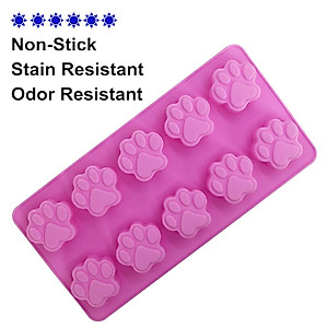 4 Packs Silicone Dog Paw Mold and 3 Packs Stainless Steel Bone Cookie Cutter, SourceTon Assorted Sizes Dog Bone Biscuit Cookie for Homemade Treats and Cat Animal Paw Ice Candy Chocolate Baking Mold