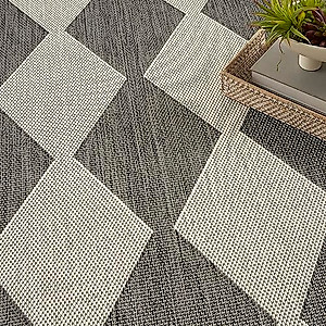 Nourison Positano Indoor/Outdoor Charcoal 4' x 6' Area Rug, Easy Cleaning, Non Shedding, Bed Room, Living Room, Dining Room, Backyard, Deck, Patio (4x6)