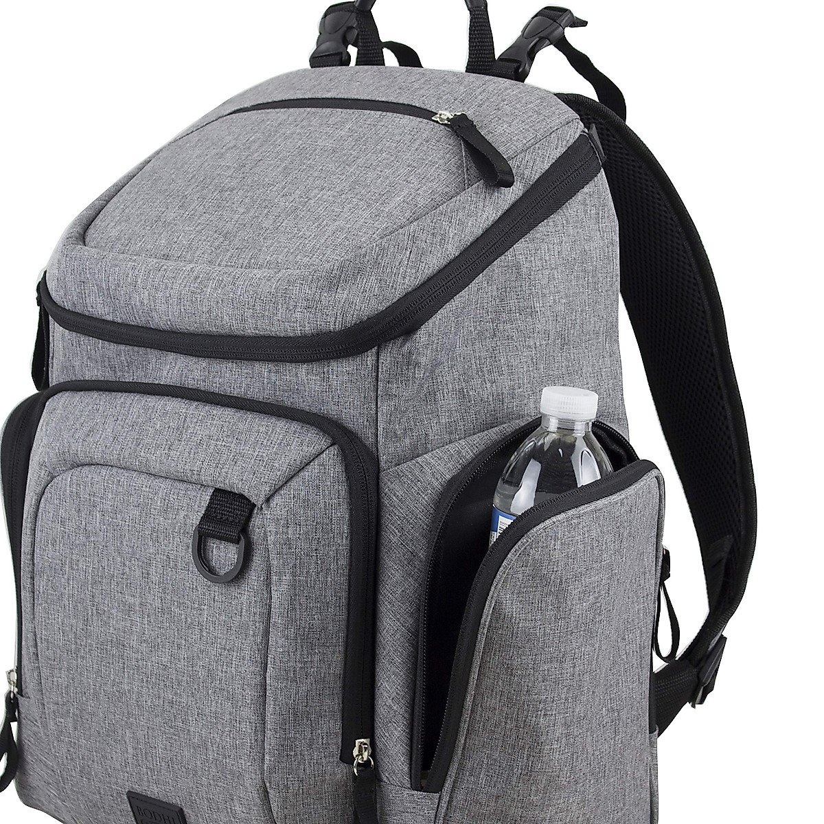 BODHI Baby Tech Top Loader Diaper Backpack with removable changing pad, Unisex, for Moms and Dads - Medium Gray Chambray