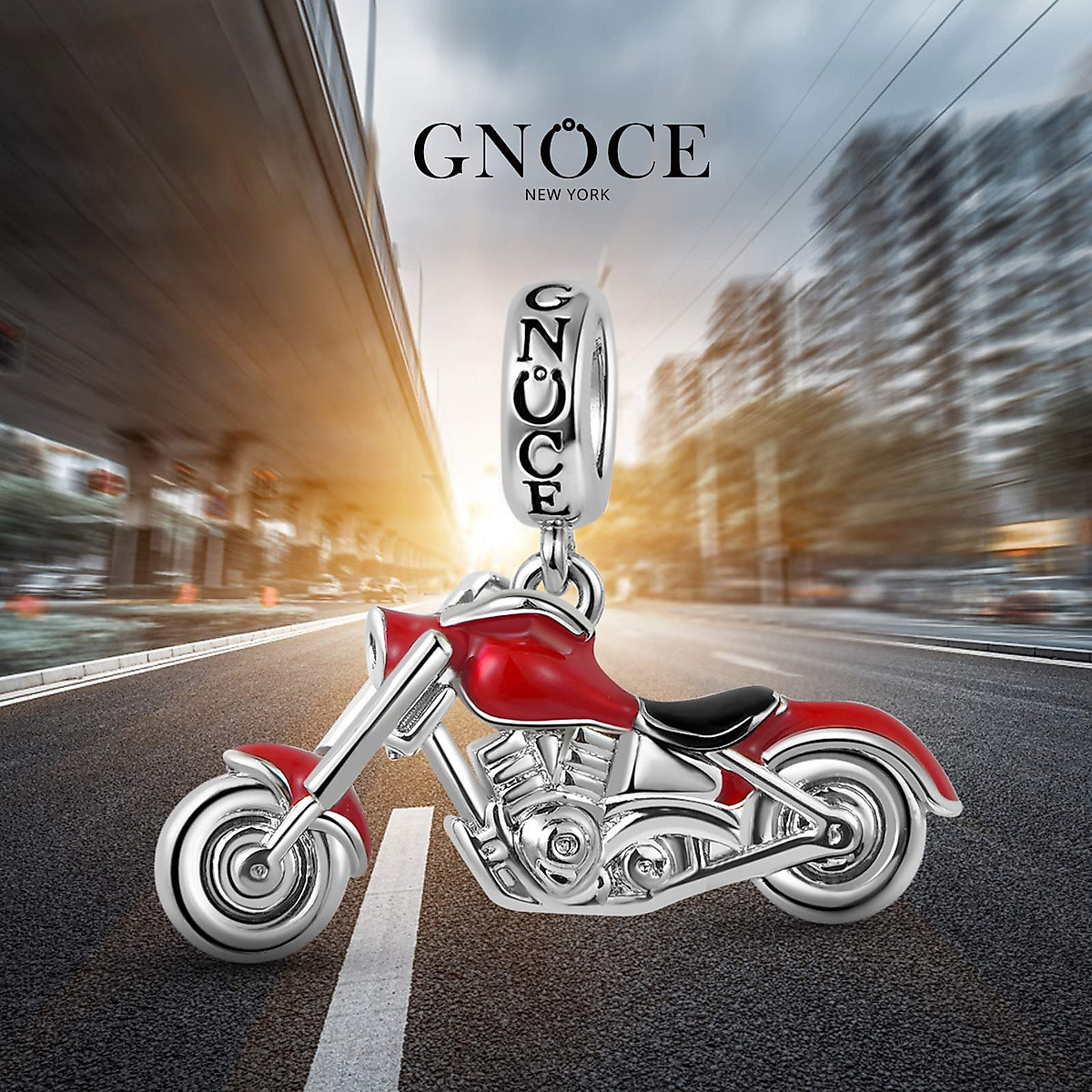 GNOCE Motorcycle Pendant Charm Sterling Silver Dangle Charm For Bracelet/Necklace For Women