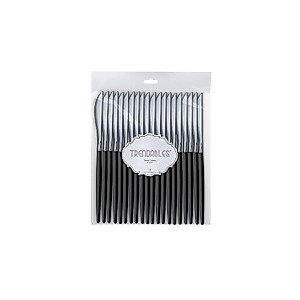 Trendables 120 Pack Two Toned Heavy Duty Plastic Silverware Knifes - Dual Colored Black and Silver Disposable Plastic Knife - Disposable Utensils For Wedding Parties And All Occasions