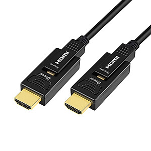 DTech Fiber Optic HDMI Cable 50 Feet 4K 60Hz 444 Chroma Subsampling 18Gbps High Speed Ultra HD with Dual Connector Micro HDMI and Standard HDMI Cord Compatible with TV Projector Computer Monitor
