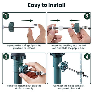 Enhon 1 Pack Lavatory Pop up Center Piece Assembly, Bathroom Sink Stopper Replacement with Seal Tape, Pivot Rod Bathroom Universal Sink Repair Kit, Compatible with Pfister Pop up Stopper PS2673