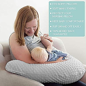 OWLOWLA 2Pack Nursing Pillow Cover White&Khaki Nursing Pillow Covers Set Breastfeeding Pillow Slipcover Fits Naked Nursing Pillow for Baby Boy Girl(White/Khaki)