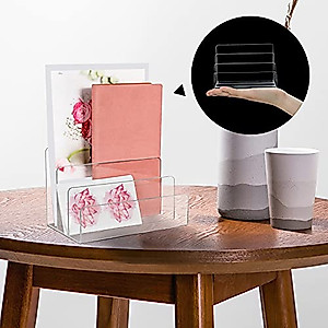 YiePhiot Crystal Clear Acrylic Desktop File Sorter Thick Cast Holder for Paper Letter Eyeshadow Makeup for Any Home or Office Desktop Mail Organizer File Sorter
