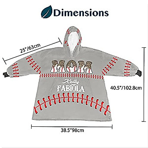 Baseball Mama Leopard Lace Mom Grey Personalized Sherpa Blanket Hoodie Wearable Blanket Oversized Hoodie Blanket Gift for Adult Women Men Teens