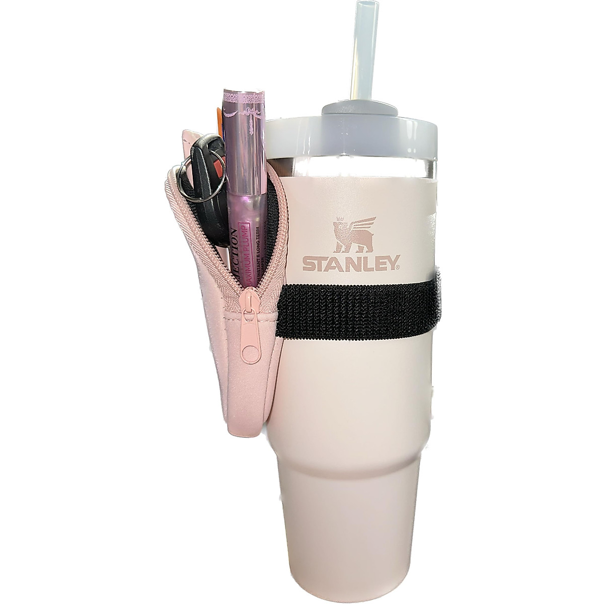 MIMI AND JUNE Water Bottle Zipper Pouch- Compatable for Stanley Quencher Adventure 40oz & Stanley IceFlow 20oz 30oz; Women's Gym Accessory; Card and Key Holder