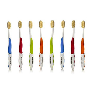 MOUTHWATCHERS Dr Plotkas Extra Soft Flossing Toothbrush Manual Soft Toothbrush for Adults, Ultra Clean Toothbrush, Good for Sensitive Teeth and Gums, Multicolor, 8 Pack