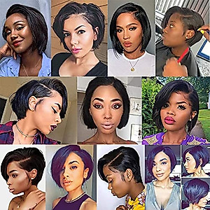 west kiss Pixie Cut Wig Short Lace Front Wigs for Black Women 13x4 Lace Front Wigs human hair 180 density Pre Plucked With Baby Hair Natural Hairline 8 inch