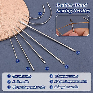 Waxed Thread 32 Yards, Leather Sewing Waxed Thread with Hand Sewing Needles, Leather Sewing Thread Set for Home Upholstery Carpet Leather Canvas Repair and Sewing