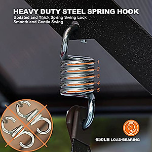 NOBLEMOOD Outdoor Porch Swing with Polycarbonate Hardtop, 3 Seat Patio Swing with Convertible Backrest, 2 Side Cup Holder, Thickened Cushion, 4 Pillows for Adult, Garden, Lawn