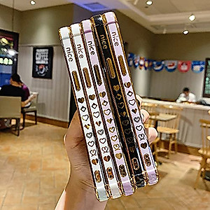 L-FADNUT Compatible with iPhone SE 2020 Case iPhone 7/8 Case iPhone SE 2022 Case Women Girls Cute Bling Heart Design Plating Bumper Shockproof Slim Silicone Protective Cover iPhone 8 Phone Case,White