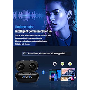 True Wireless Earbuds Bluetooth 5.3 Ear buds for iPhone Android TWS Waterproof IPX7 Earbuds in Ear Headphones for Sports Workout Running Gym Wireless Bluetooth Deep Bass Earphones with Microphone