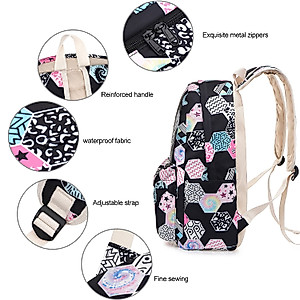 Galaxy Backpack Set 3-in-1 Kids School Bag, Junlion Laptop Backpack Lunch Bag Pencil Case for Teen Boys Girls One Size Multicolor