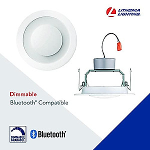 Lithonia Lighting 6SL RD 07LM 3000K 90CRI MW 6-Inch Dimmable LED Module with Integrated Wireless Bluetooth Speaker, 720 Lumens, 120 Volts, 13 Watts, Wet Listed, Matte White