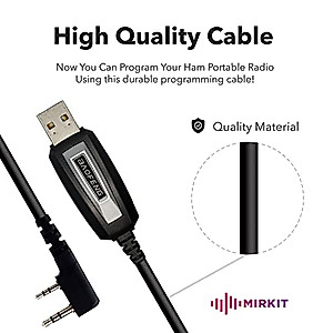 MIRKIT Baofeng Programming Cable for UV-5R and UV-82 for Two Way Ham Portable Radios: UV-5R,5RA,5R Plus,5Re,BF F8HP, BF-888S, UV82HP, 5RX3 and Lanyard