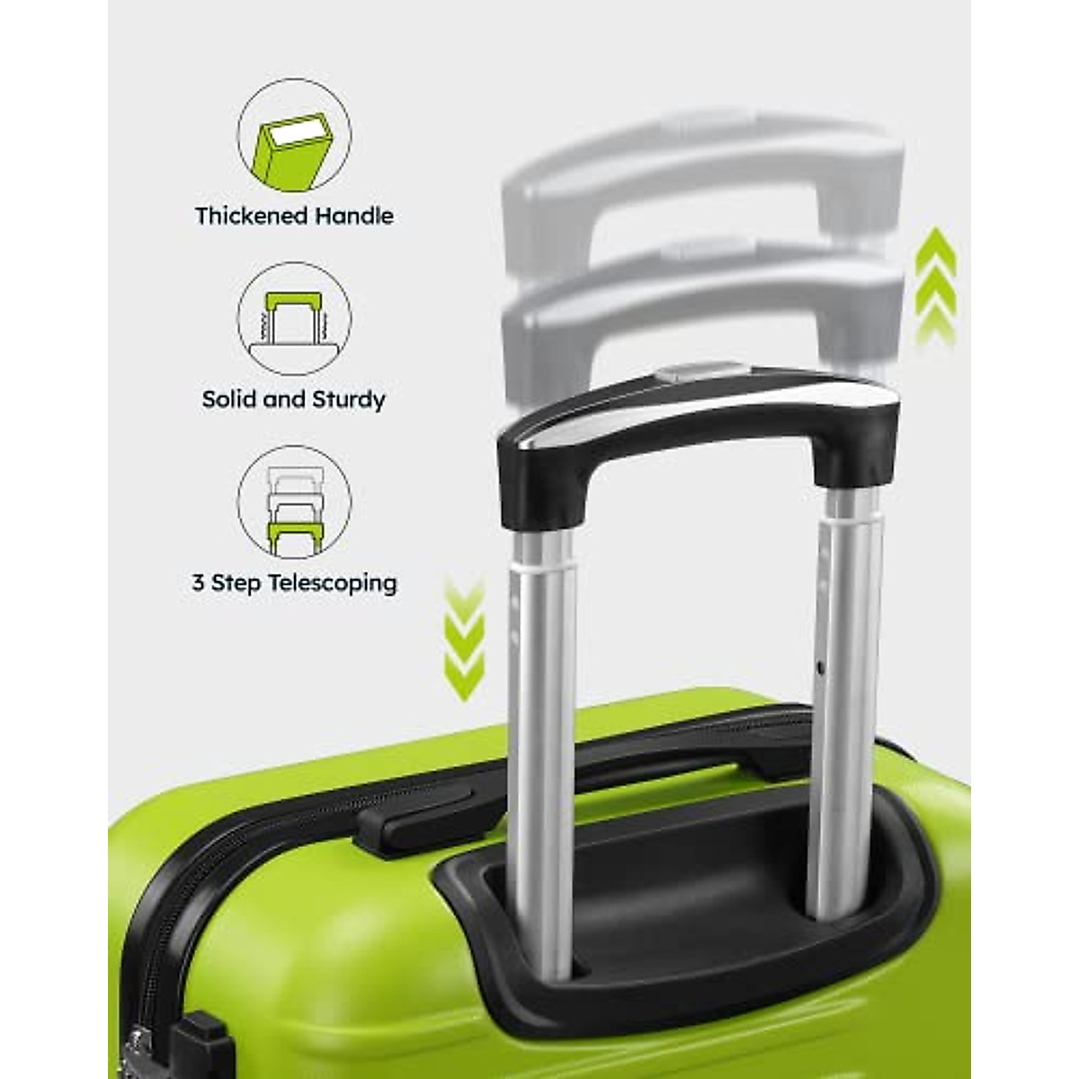 3 Piece Luggage Set Expandable (Only 24" & 28"), Hard Suitcase Set with Spinner Wheels and TSA Lock, Travel Luggage Set (Green Lime)