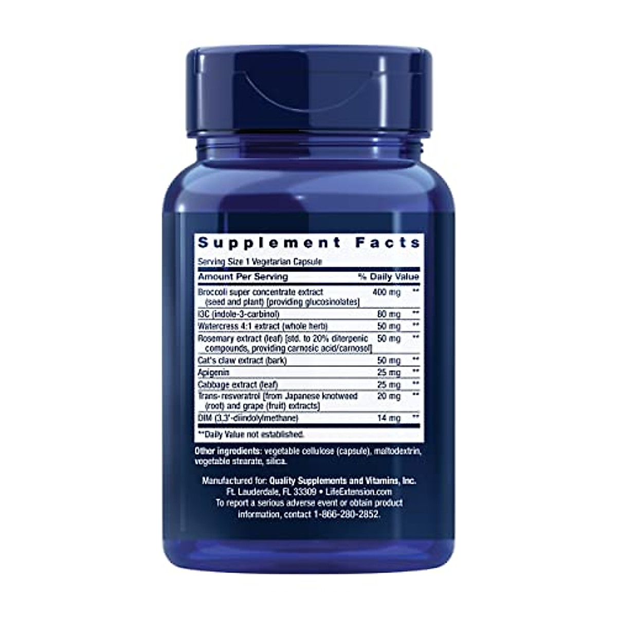 Life Extension Triple Action Cruciferous Vegetable Extract & Resveratrol – Veggie Food Based Formula Supplement for Cellular Protection Support & Hormone Balance – Gluten Free – 60 Capsules